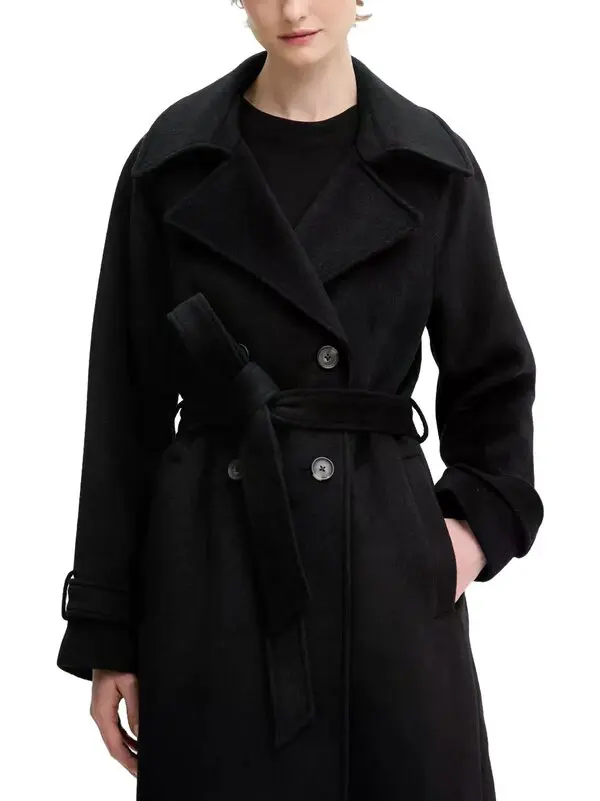 Abercrombie Belted Coat Notched Lapels - Black
