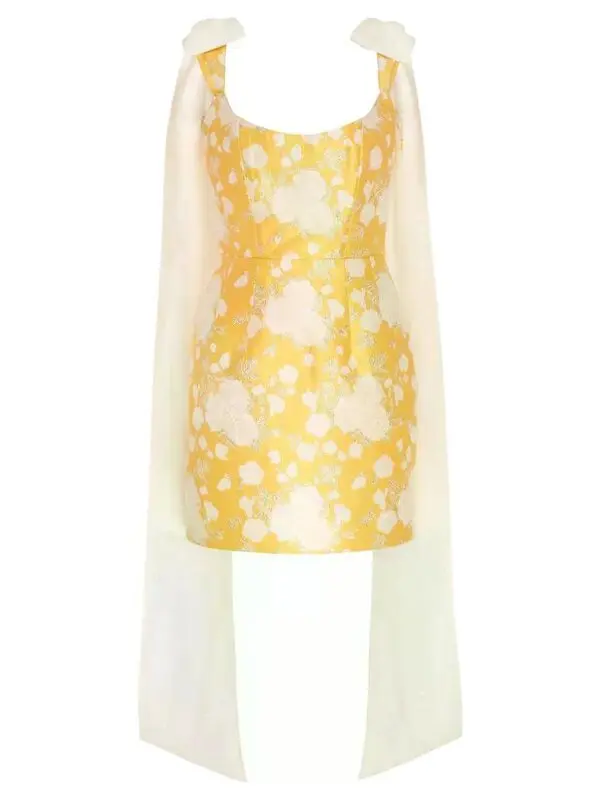 MARKARIAN Celestia Floral Brocade Mini Dress - Yellow