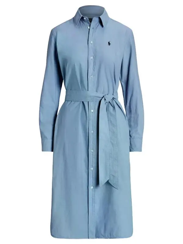 Polo Ralph Lauren Buttoned Belted Midi Dress - Blue