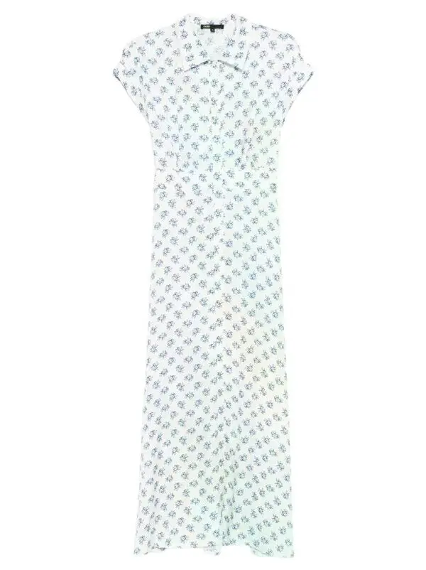 Maje Floral Button Maxi Dress - White