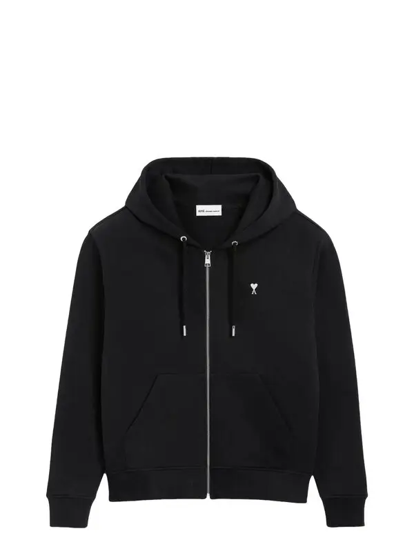 Ami De Coeur Zipped Hoodie - Black