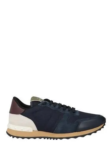 Valentino Garavani Sneakers In Leather And Textile Fibers - Navy