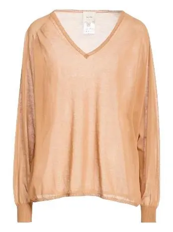ALYSI V-neck Lightweight Knit Sweater - Camel