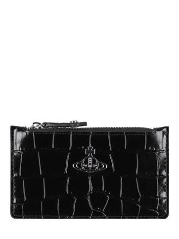 VIVIENNE WESTWOOD Leather Crocodile-effect Card Holder - Black