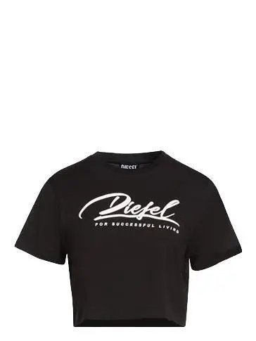 DIESEL Cotton Jersey Cropped T-shirt - Black