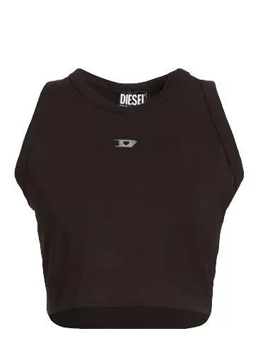 Diesel Cropped Jersey Top - Black