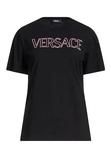 Versace Jersey T-shirt With Embroidered Logo - Black
