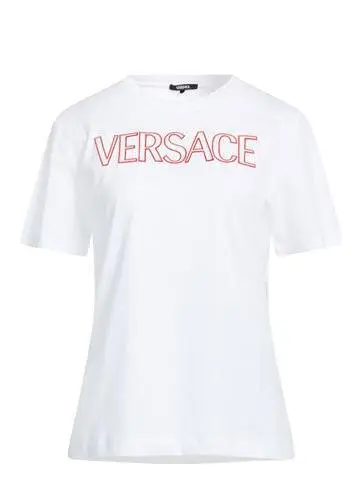 Versace Jersey T-shirt With Embroidered Logo - White