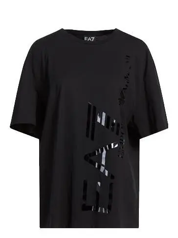 EA7 Logo-print Cotton T-shirt - Black