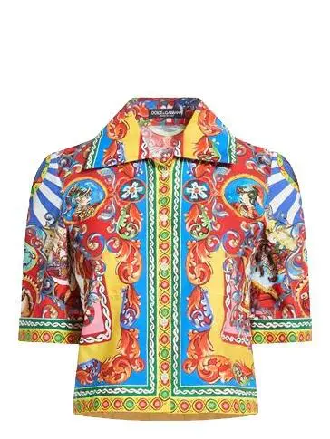 Dolce & Gabbana Multicolor Cotton Poplin Shirt - Red