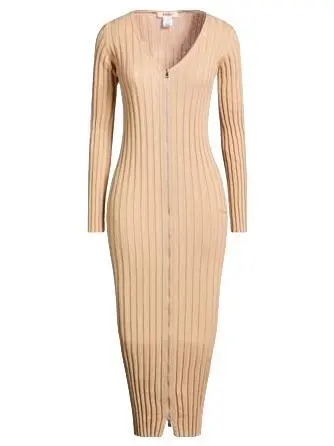 KONTATTO Midi Ribbed-knit Bodycon Dress - Beige