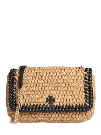Tory Burch Cross-body Raffia Flap Bag - Beige