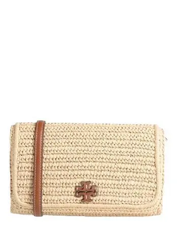 Tory Burch Cross-body Bag With Raffia And Leather - Beige