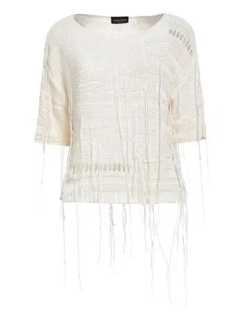 ROBERTO COLLINA Knitted Sweater With Fringes - Beige