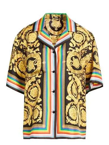 Versace Signature Printed Twill Shirt - Black