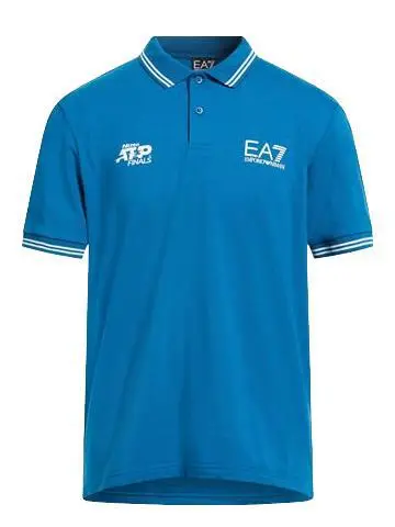 EA7 Polo Shirt Azure Size Polyester, Cotton, Elastane - Blue