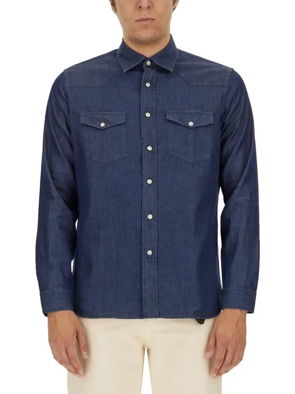 LARDINI Regular Fit Shirt - Denim