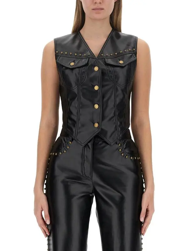 Moschino Button Detailed Vest - Black