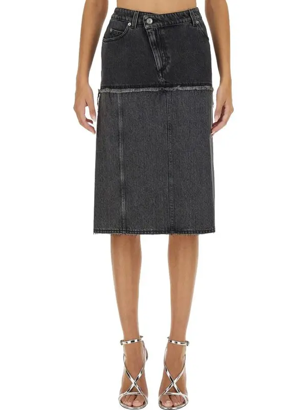 Alexander McQueen Two-tone Denim Skirt - Black