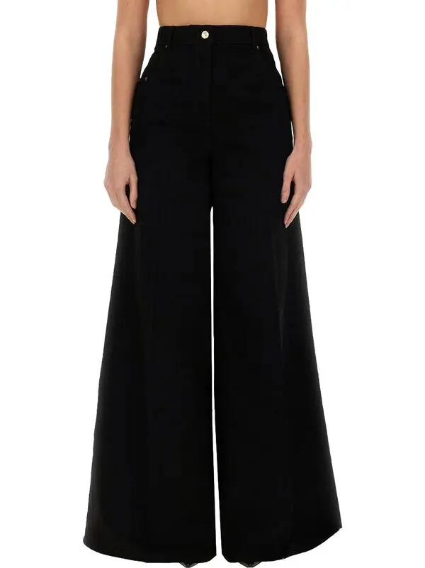 Nina Ricci Flared Cotton Pants - Black