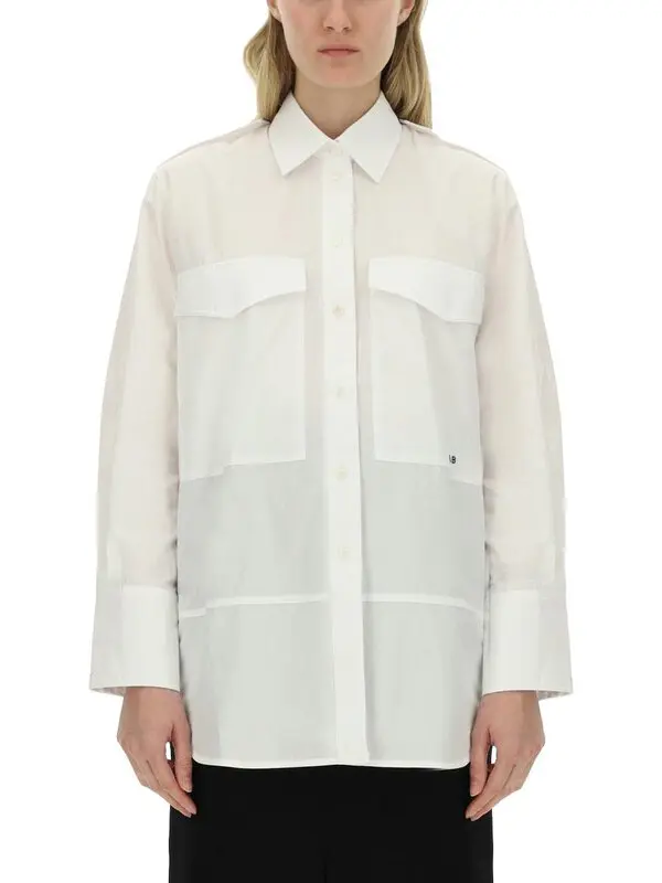 Victoria Beckham Oversized Pocket Shirt - White