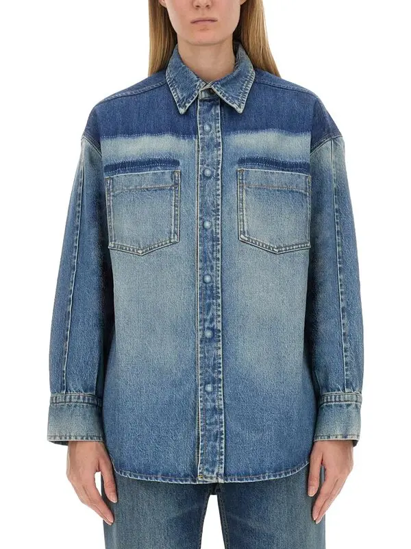 Victoria Beckham Oversized Cotton Shirt - Denim