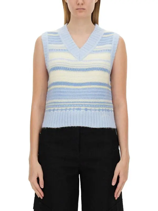 GANNI V-neck Vest - Azure