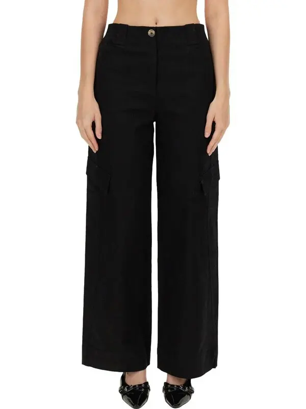 GANNI Herringbone Trousers - Black