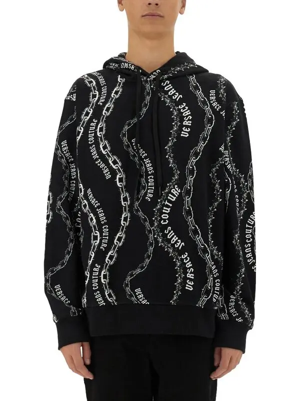 Versace Printed Cotton Sweatshirt - Black