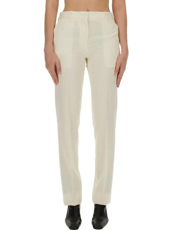 JIL SANDER Wool Regular Fit Pants - Powder