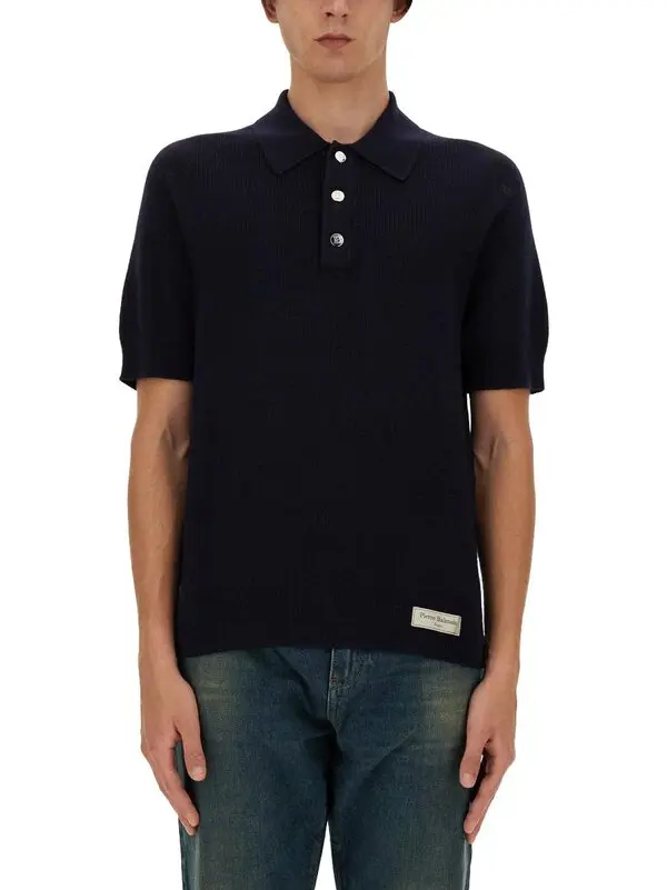 Balmain Merino Wool Polo Shirt - Blue