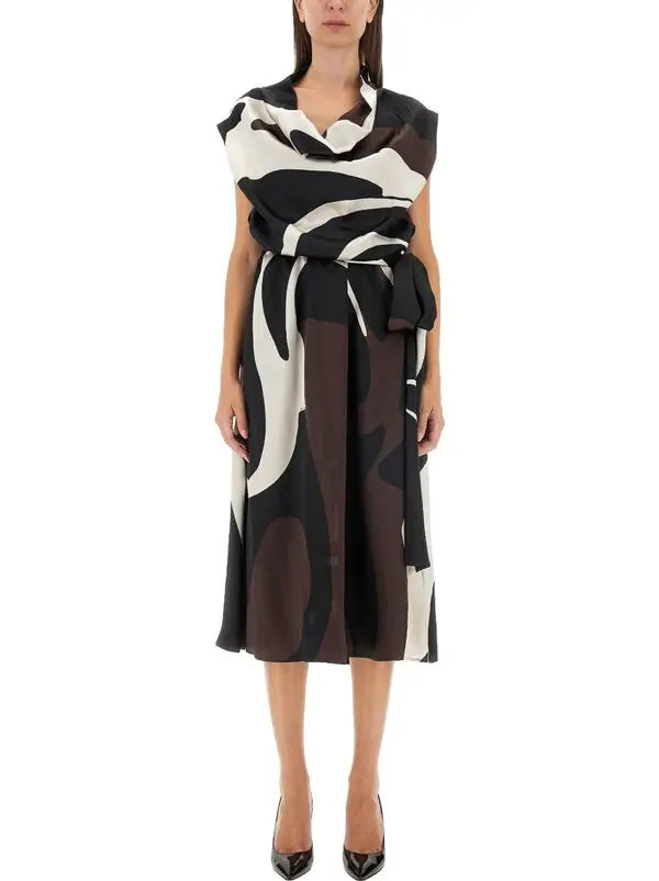 Kiton Printed Silk Dress - Brown