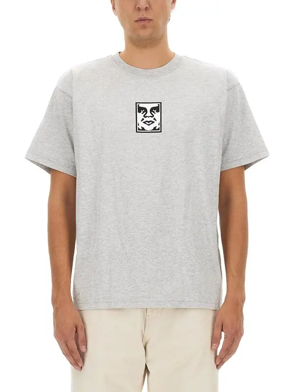 Obey T Shirt With Logo - Grey