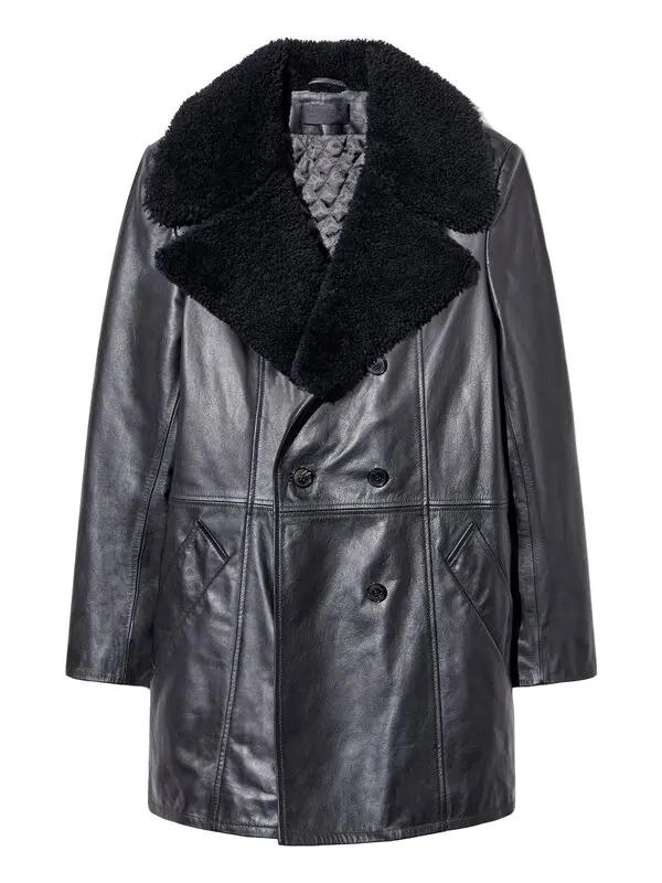 NILI LOTAN Sanura Leather Coat - Black