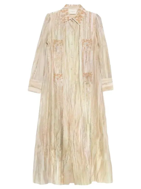 SHATHA ESSA Embroidered Shirt Dress - Neutrals