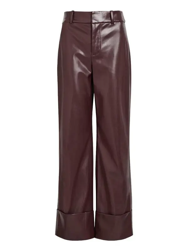 Alice + Olivia Alexander Wide-leg Faux Leather Trousers - Dark Brown