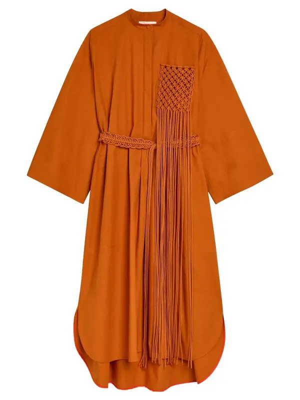 ROKSANDA Poska Belted Cotton-poplin Midi Dress - Orange