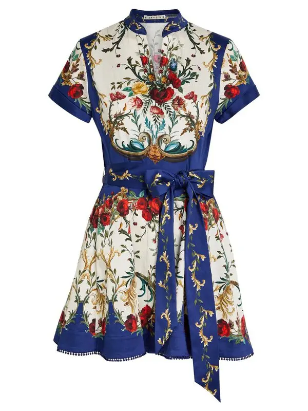 Alice + Olivia Lucy Floral Print Mini Shirt Dress - Multicoloured