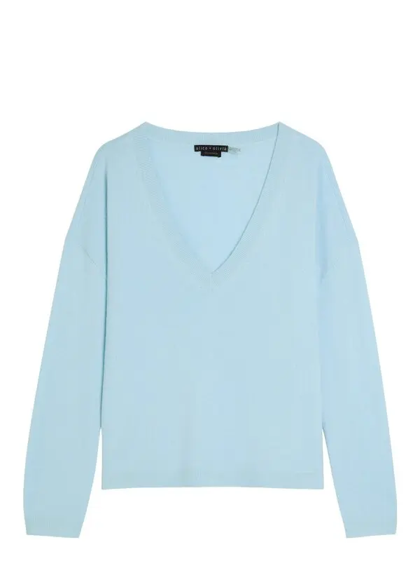 Alice + Olivia Williams V-neck Cashmere-blend Jumper - Blue