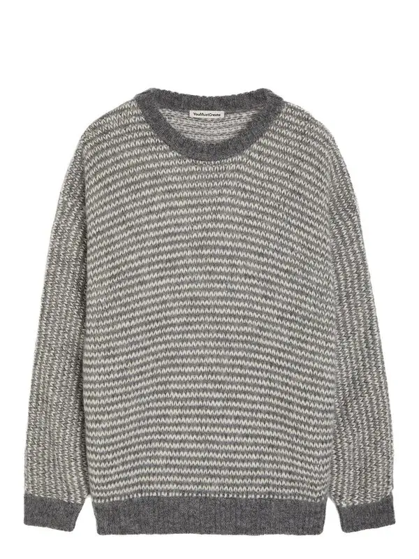 You Must Create Striped Wool-blend Jumper - Grey