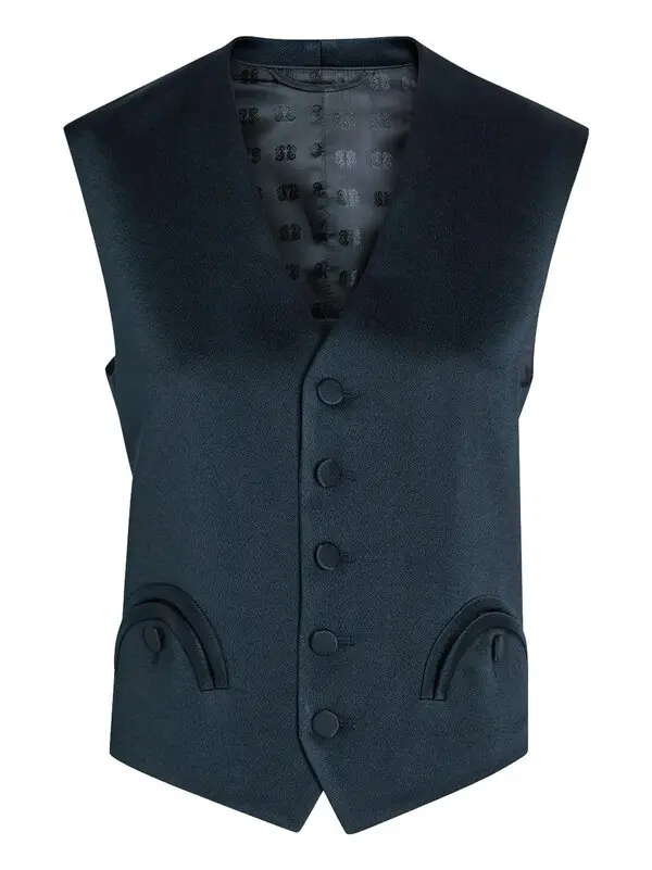 BLAZÉ MILANO Satin-crepe Waistcoat - Dark Blue