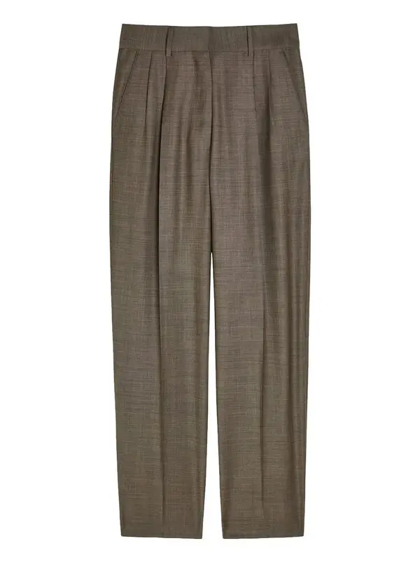 BLAZÉ MILANO Fox Pleated Wool-blend Trousers - Brown