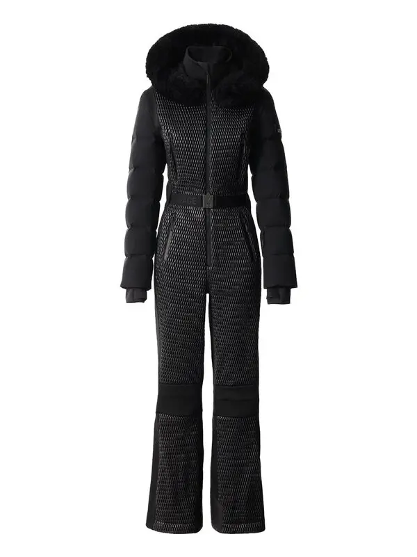 Mackage Lorelle Fur-hood Bonded Fleece Ski Suit - Black