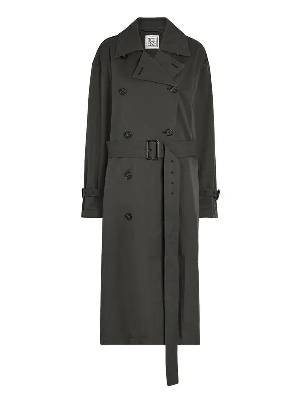TOTEME Double-breasted Belted Cotton-blend Trench Coat - Black