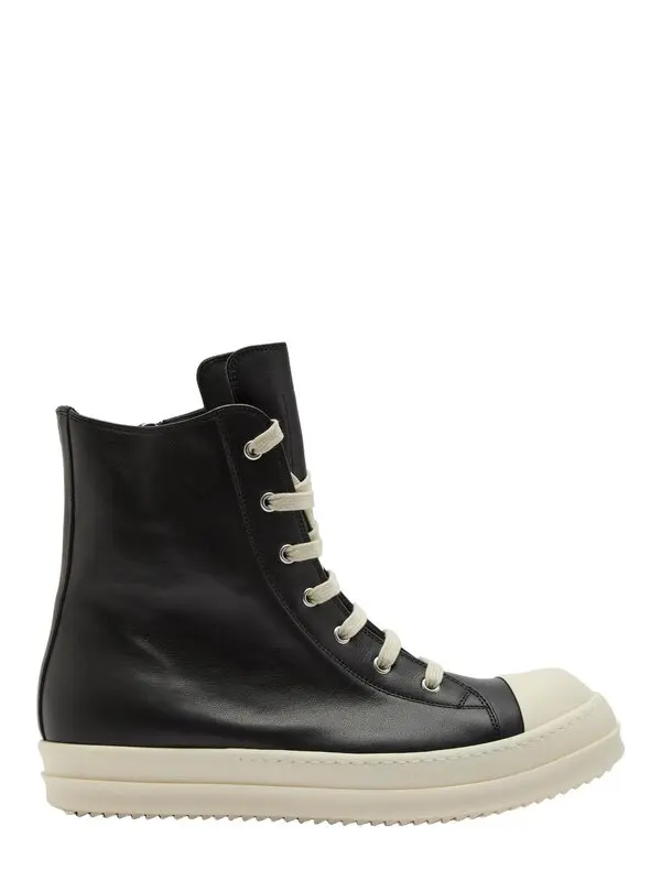 Rick Owens Leather High-top Sneakers - Black