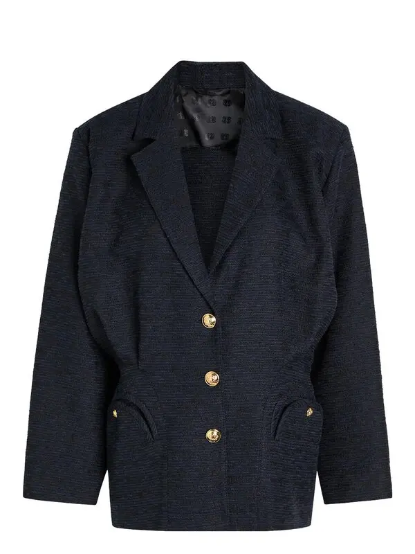 BLAZÉ MILANO Textured Cotton-blend Blazer - Navy