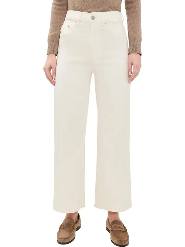 DL1961 Hepburn Wide Leg High Rise Ankle Jeans - Eggshell