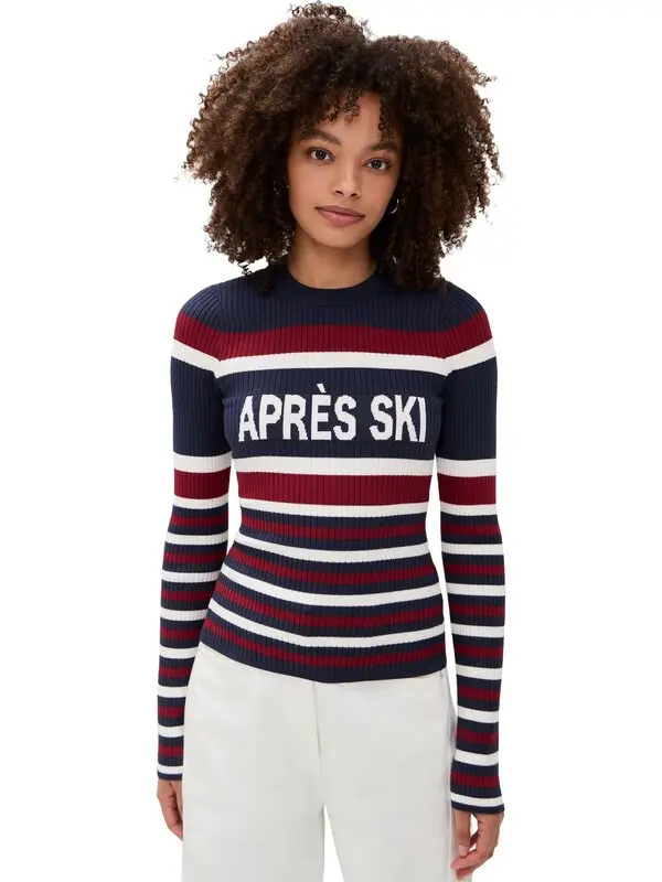 Show Me Your Mumu Striped Crew Neck Sweater - Navy Apres Ski Stripe