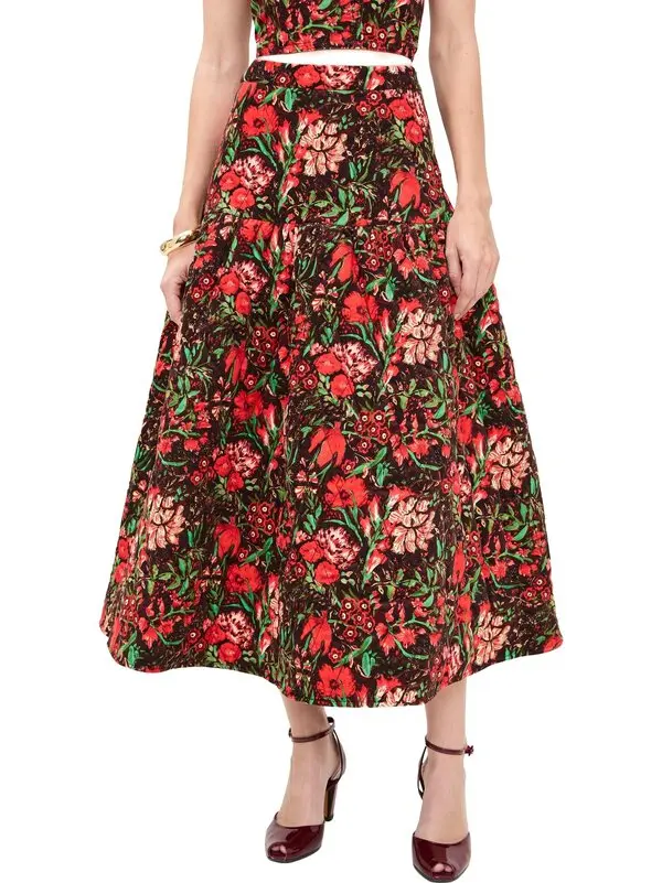 Hunter Bell Floral Print Velveteen Remy Skirt - Holiday Floral