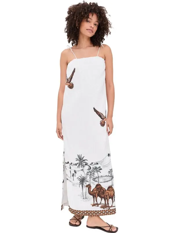 Las Surenas Printed Linen Maxi Dress - Mystic Desert